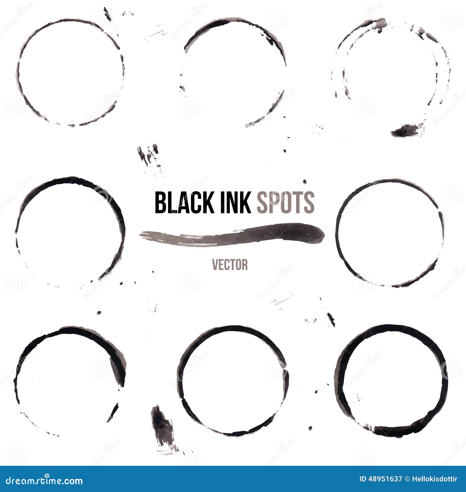 Set of Grunge Black Ink Stains on White Background Stock Vector ...