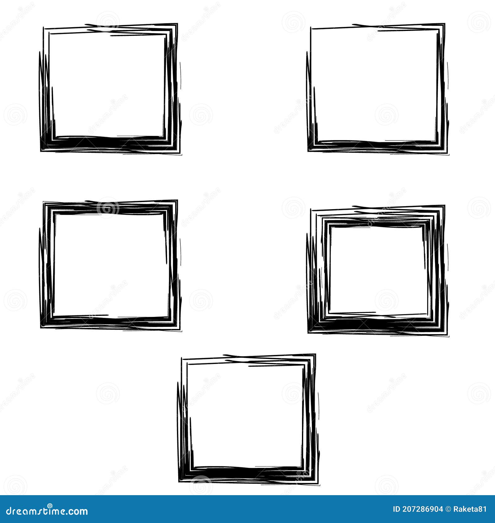 Set .Grunge Border Frame for Your Design, Messy Decoration Elements ...