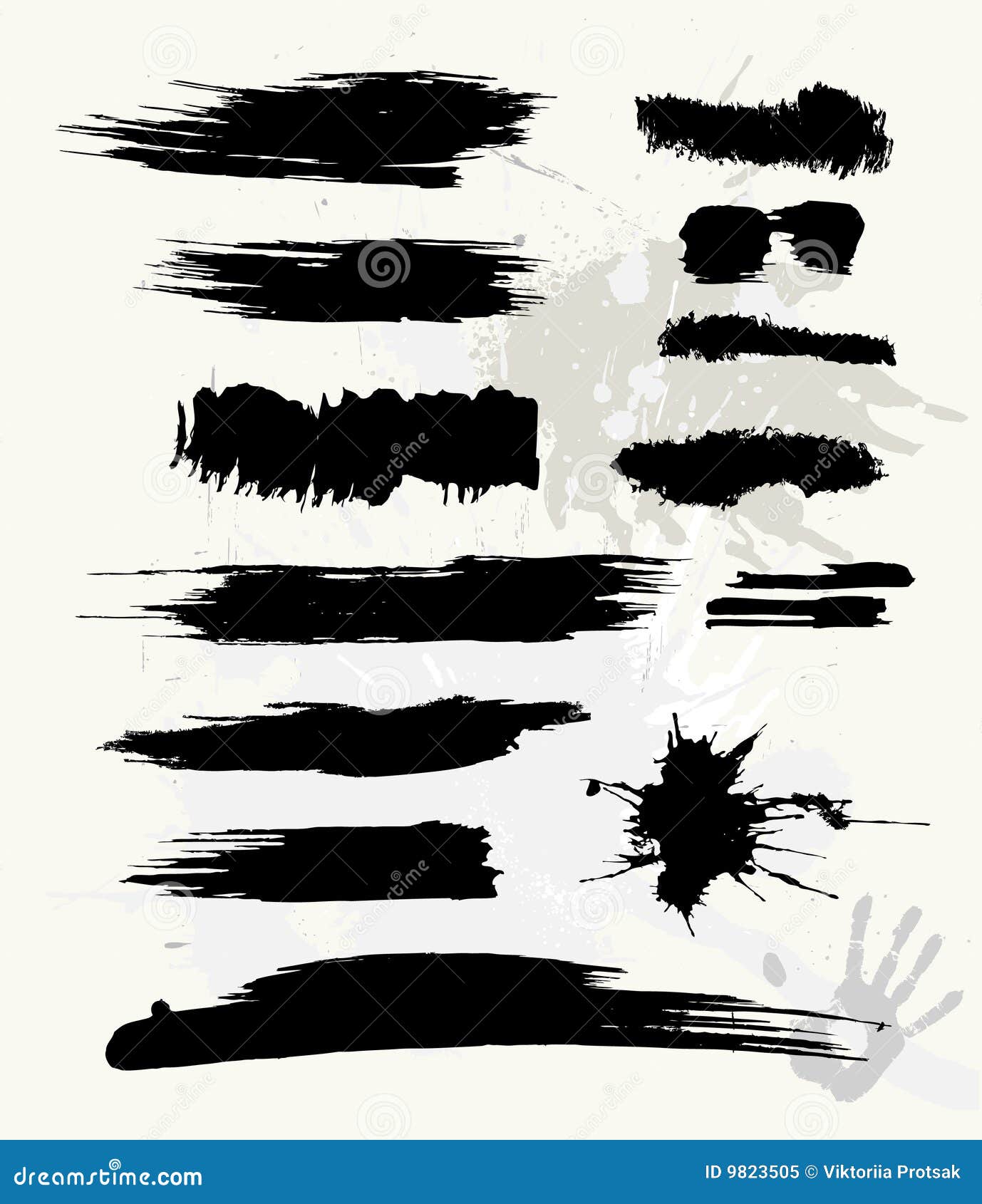 Set of grunge brush stock vector. Illustration of graphics - 9823505