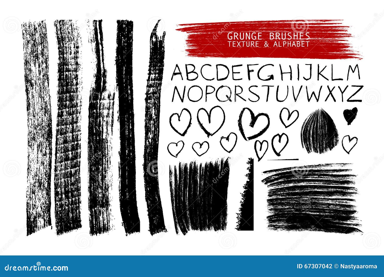 Set of Grunge Brushes and Alphabet Stock Illustration - Illustration of ...