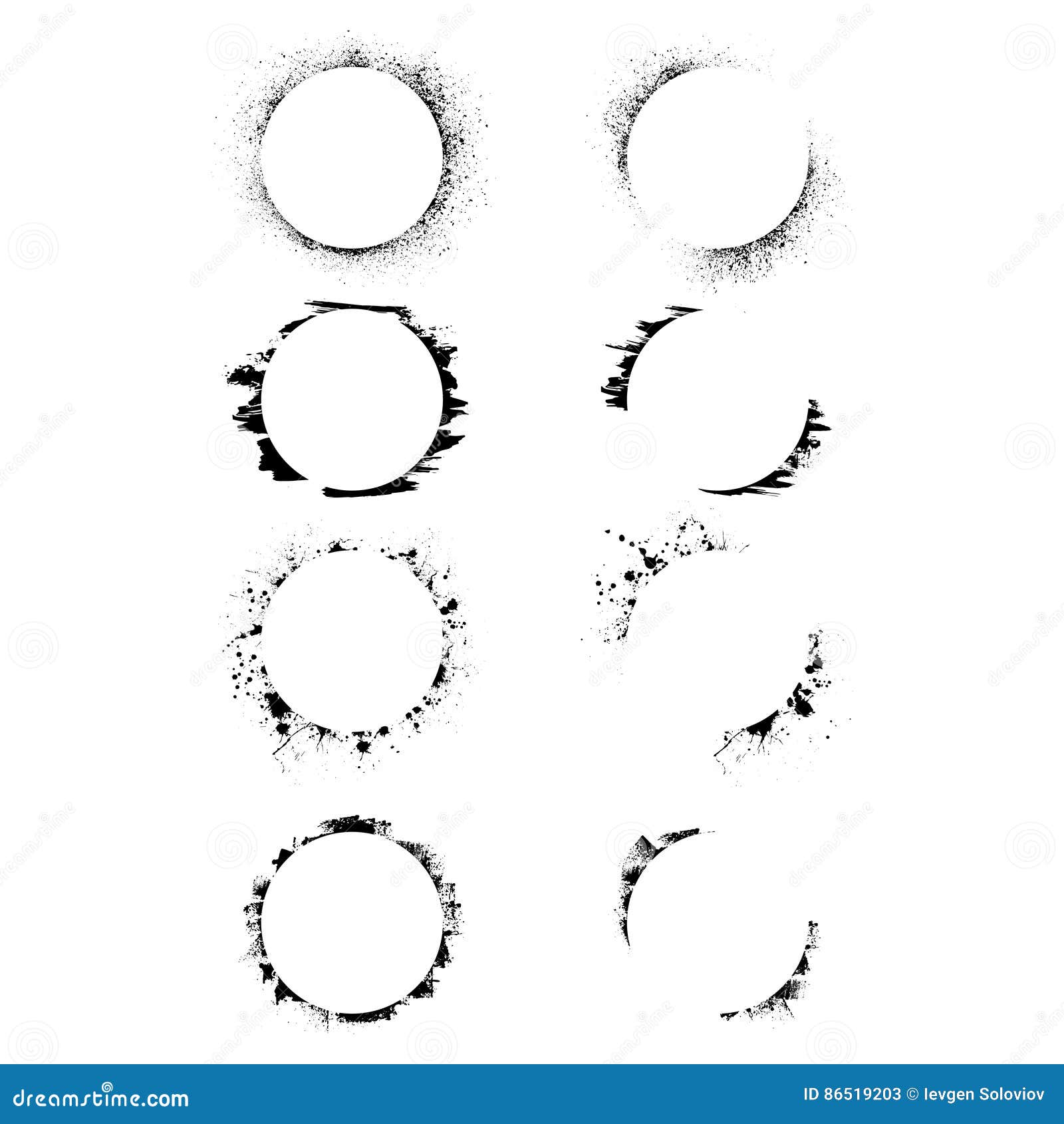 Set of Grunge Circle Frames Stock Vector - Illustration of arts ...