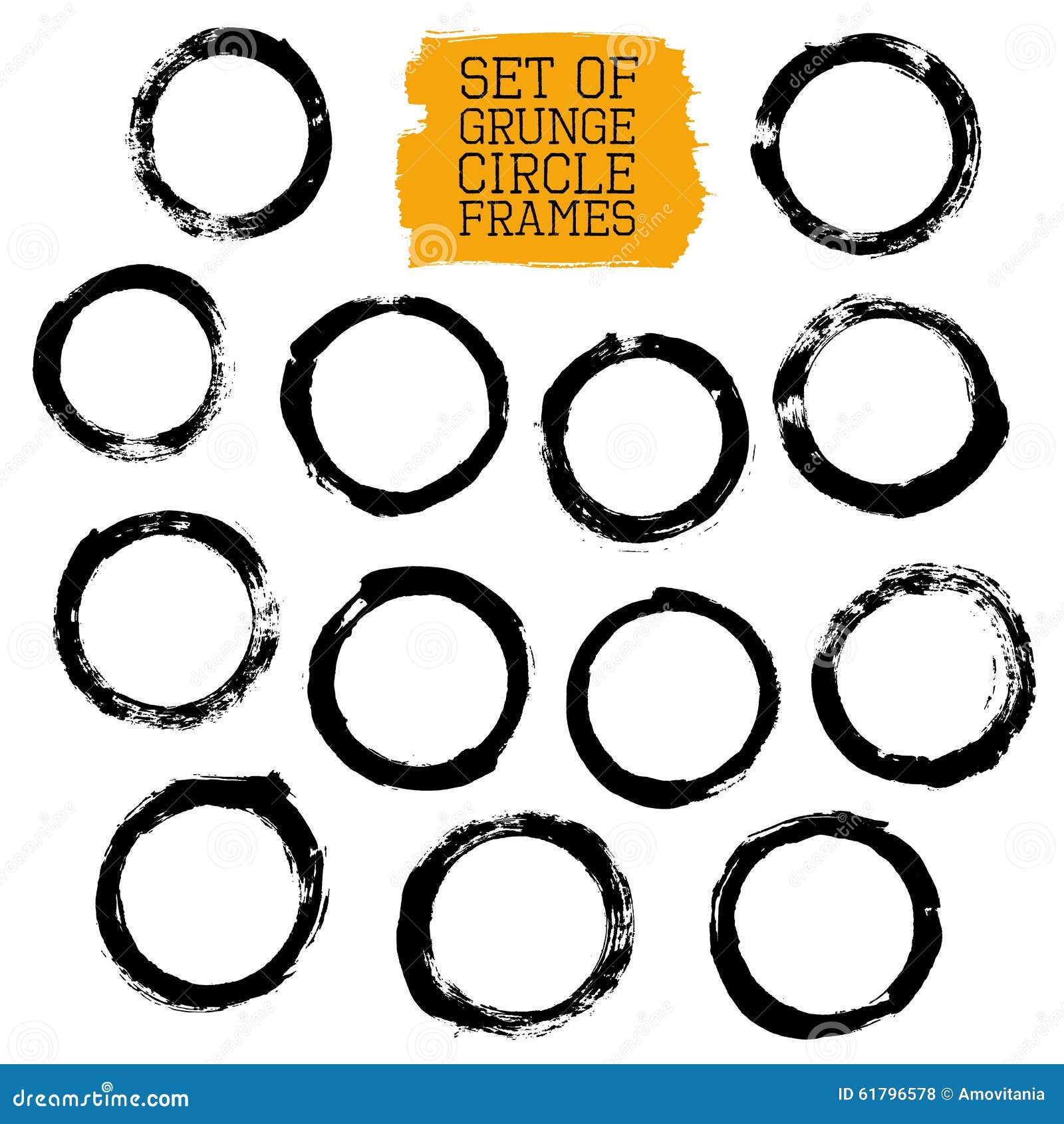 Set of Grunge Circle Frames Stock Vector - Illustration of frame ...