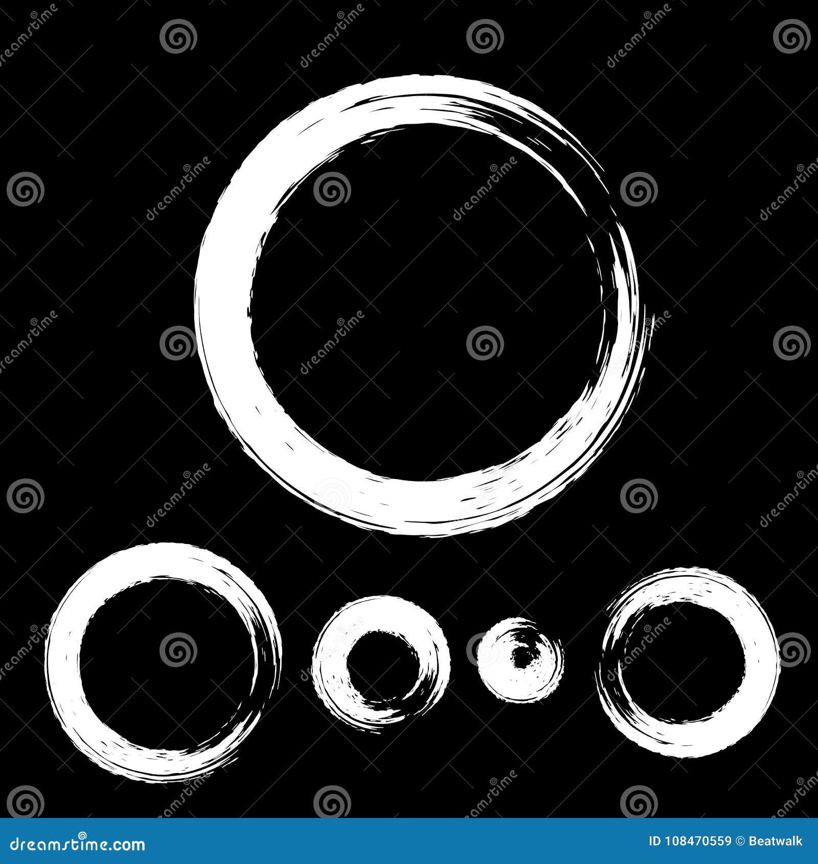 Set of Grunge Circle with White Brush. Stock Vector - Illustration of ...