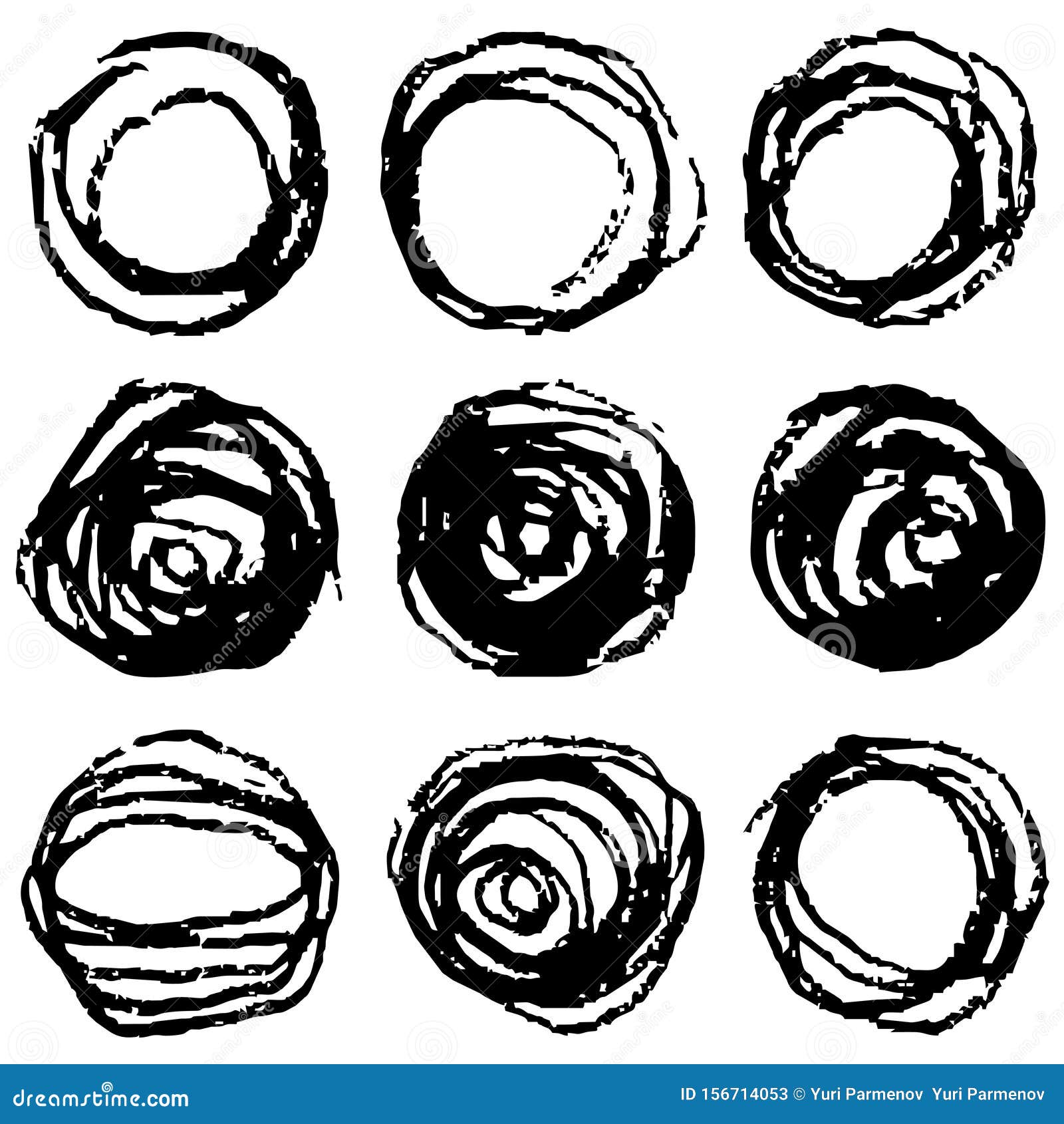 Set of Grunge Circles. Damage Round Grunge Shape Silhouette. Circle ...