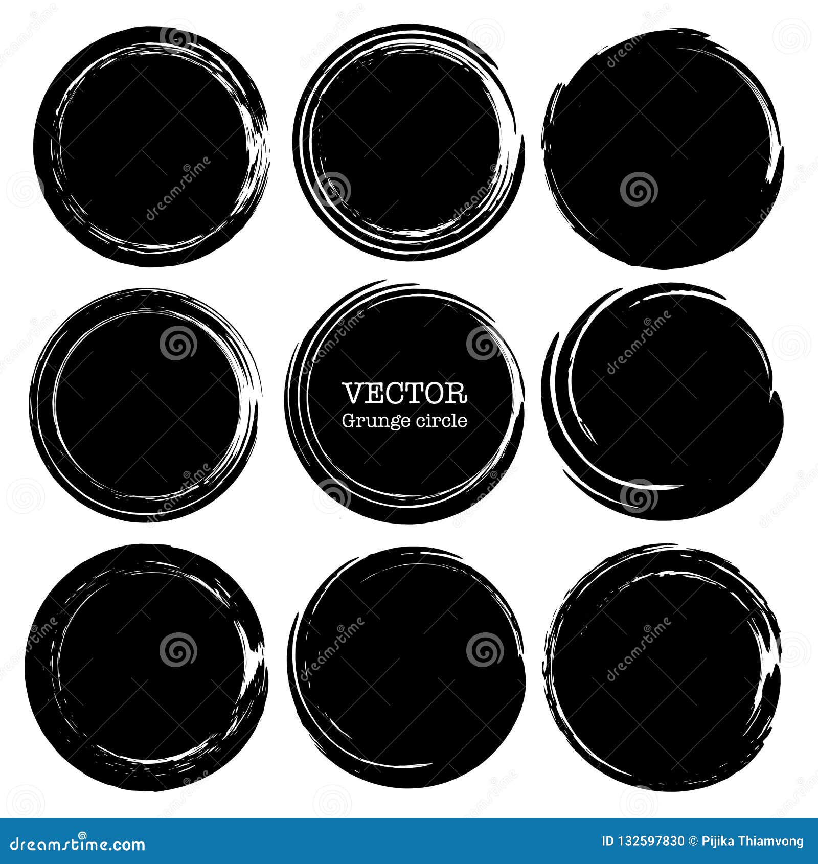 Set of Grunge Circles, Grunge Round Shapes. Stock Vector - Illustration ...
