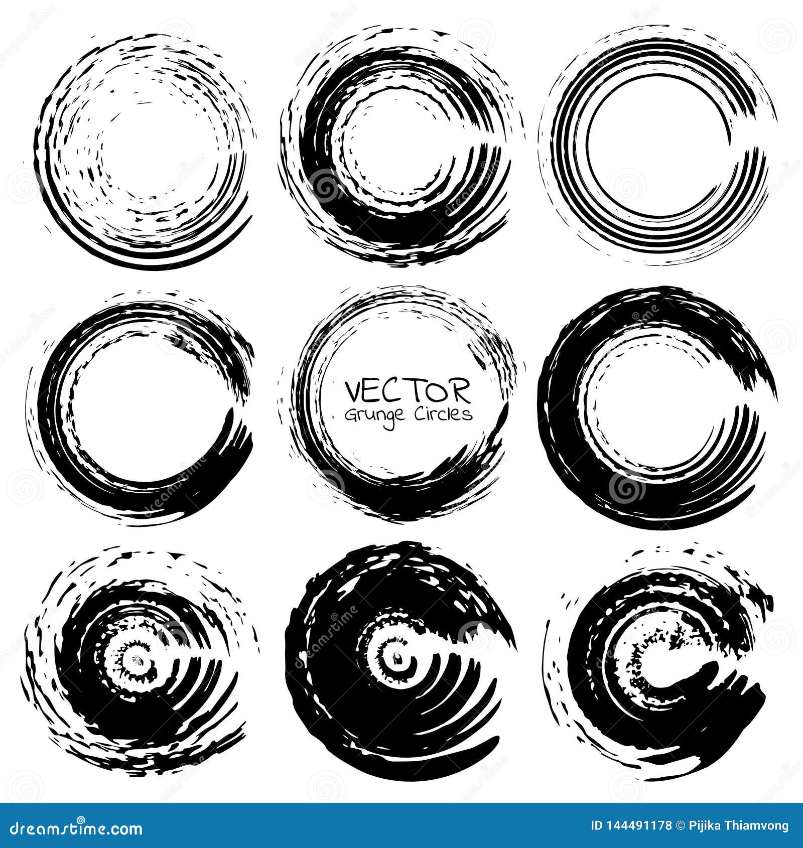 Set of Grunge Circles, Grunge Round Shapes. Stock Vector - Illustration ...