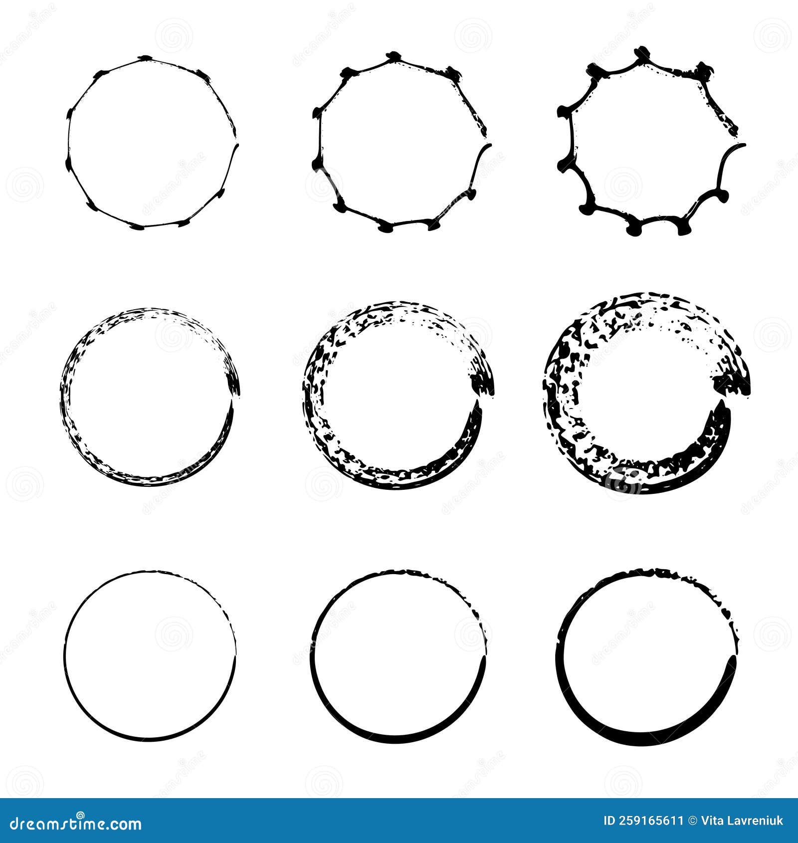 Set of Grunge Circles. Sketch Hand Drawn. Simple Hand Drawn Circle ...