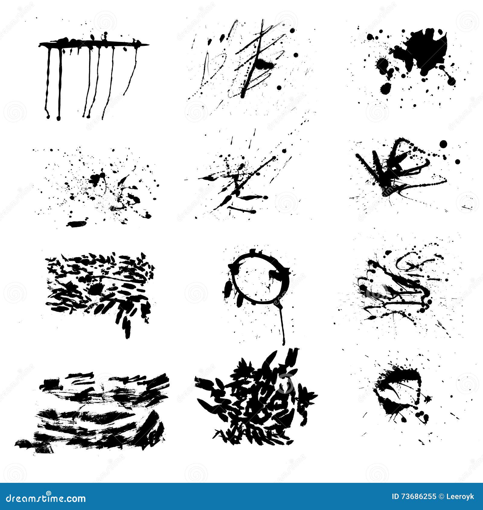 Set of grunge elements stock vector. Illustration of drip - 73686255