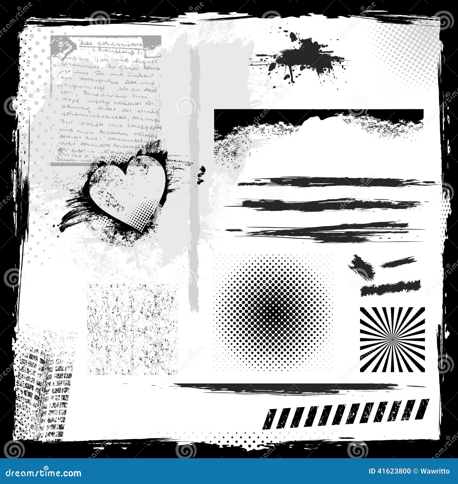 Set of grunge elements, stock vector. Illustration of line - 41623800