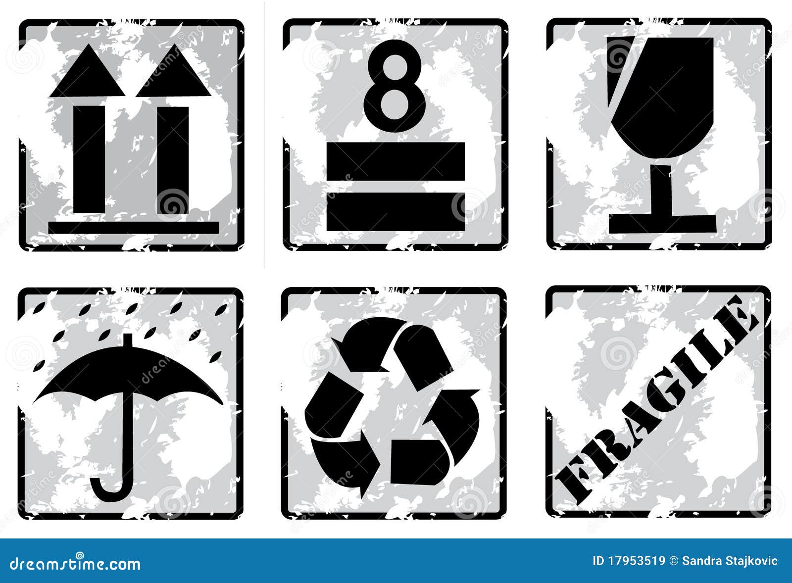 Grunge Fragile Box Sign With Arrow Up On Piece Of Cardboard For Cargo ...