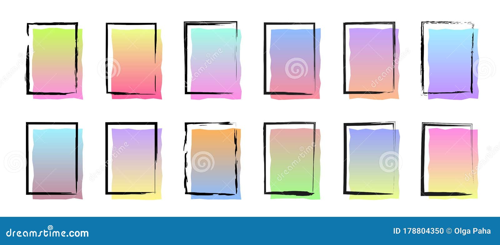 Set Grunge Frames Gradient Thin Stock Vector - Illustration of design ...