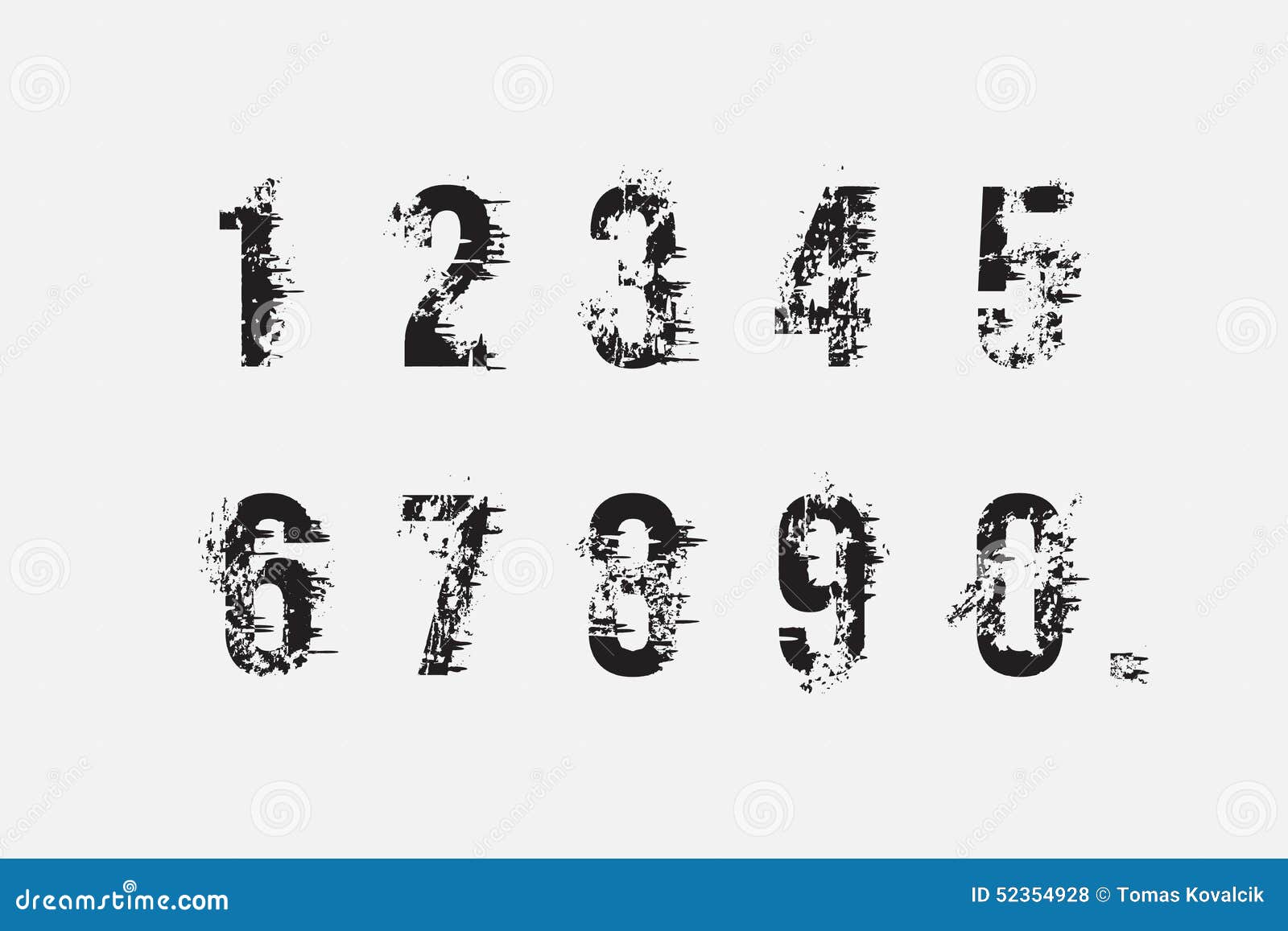 Grunge Numbers. Vector Isolated Brush Illustration | CartoonDealer.com ...