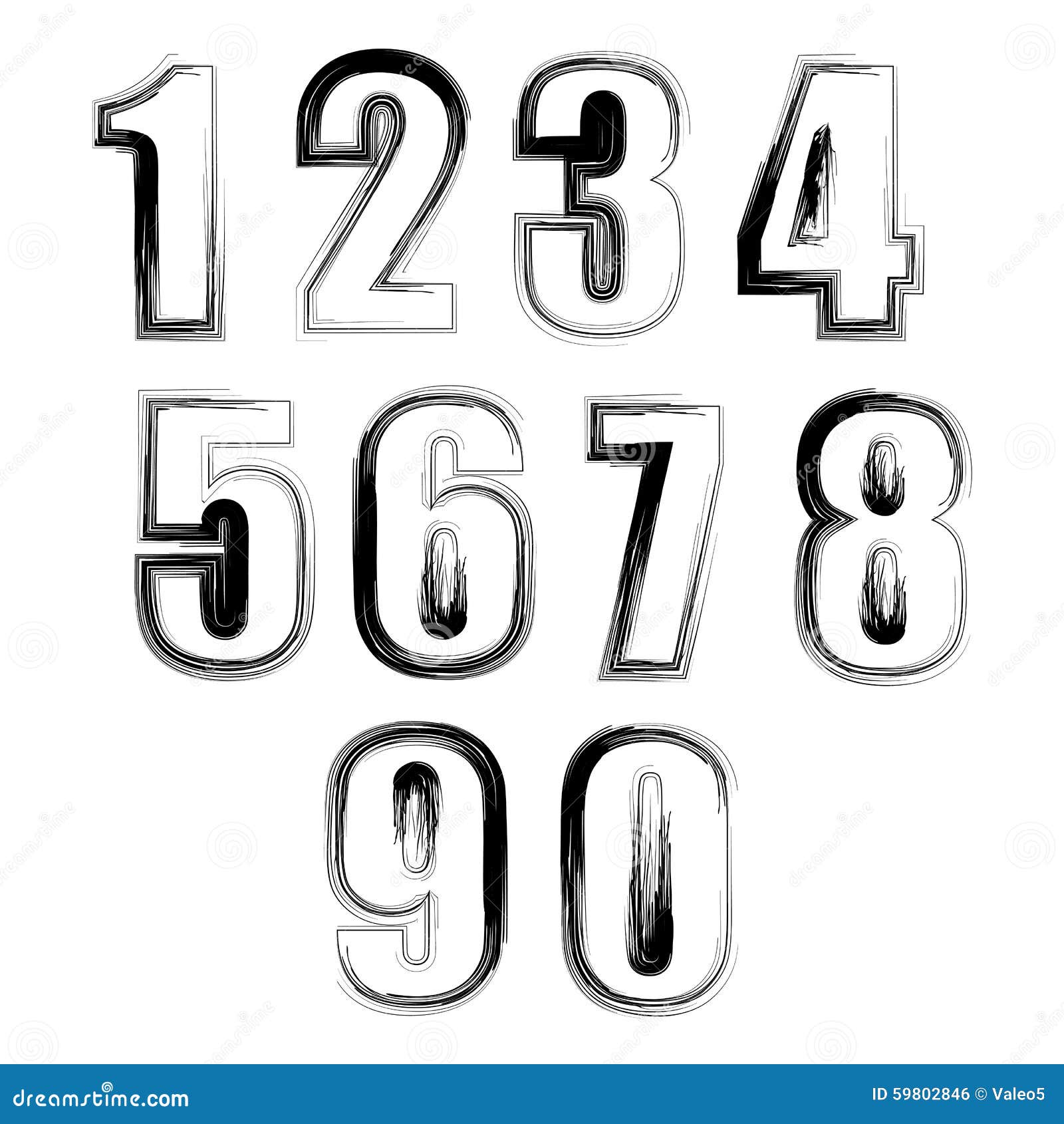 Set of Grunge Numbers stock vector. Illustration of education - 59802846