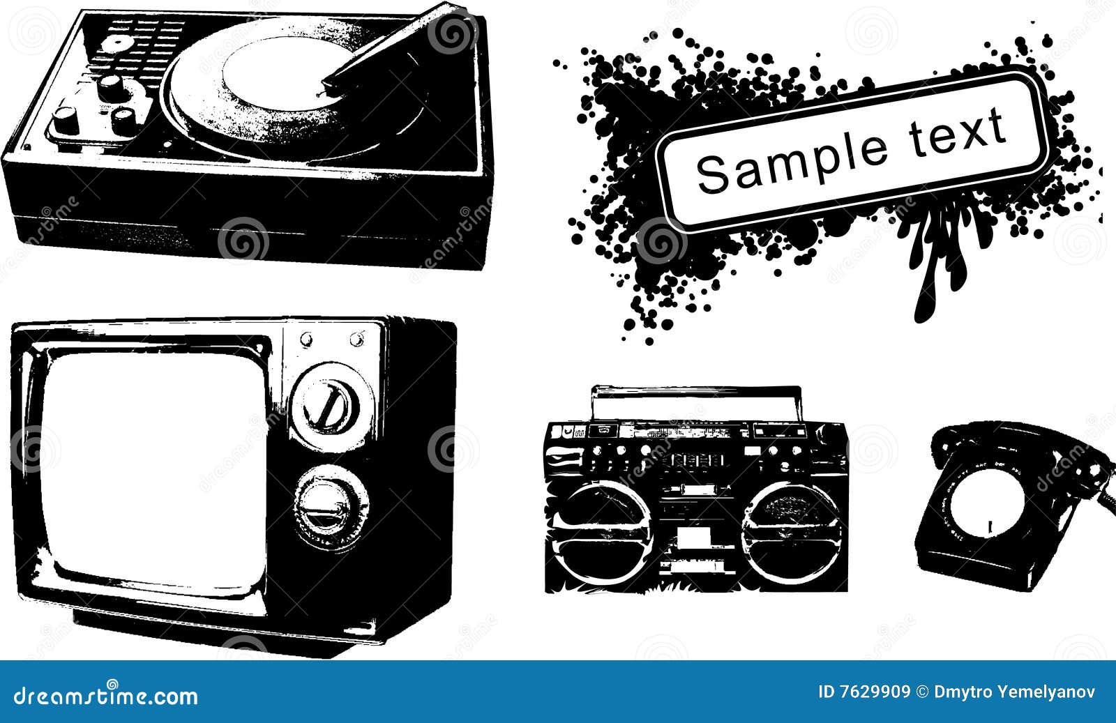 Set of grunge objects stock vector. Illustration of spot - 7629909