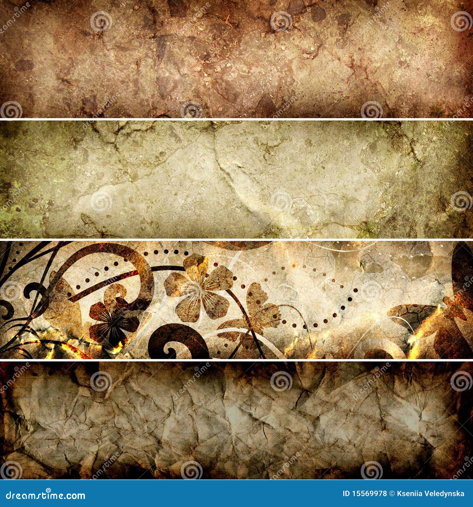 Set of Grunge Old Paper Banners Stock Illustration - Illustration of ...