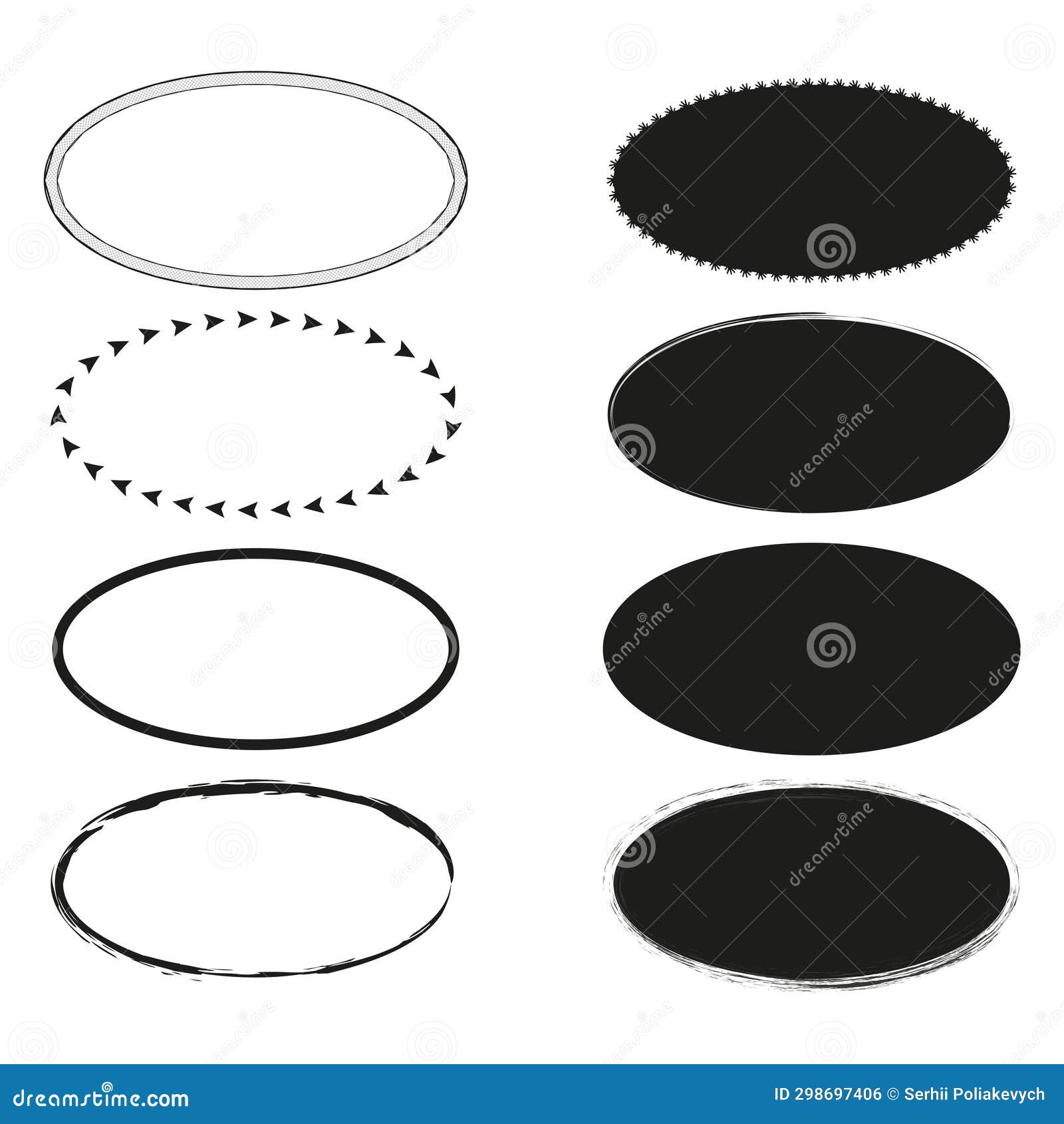 Set of Grunge Oval Frames. Vector Illustration. EPS 10 Stock ...