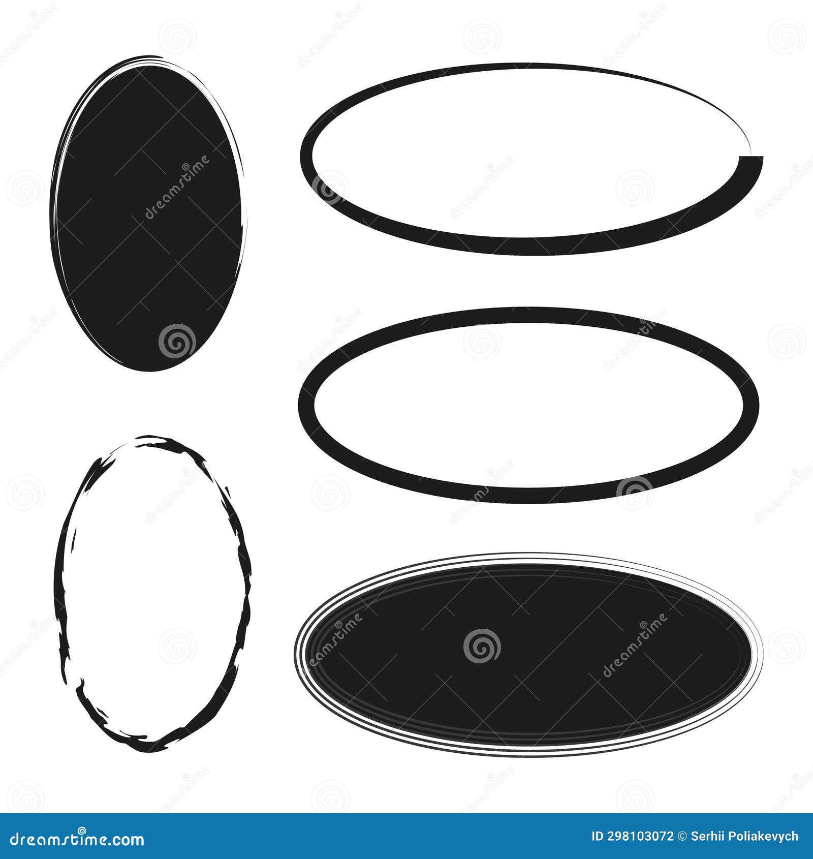 Set of Grunge Oval Frames. Vector Illustration. EPS 10 Stock ...