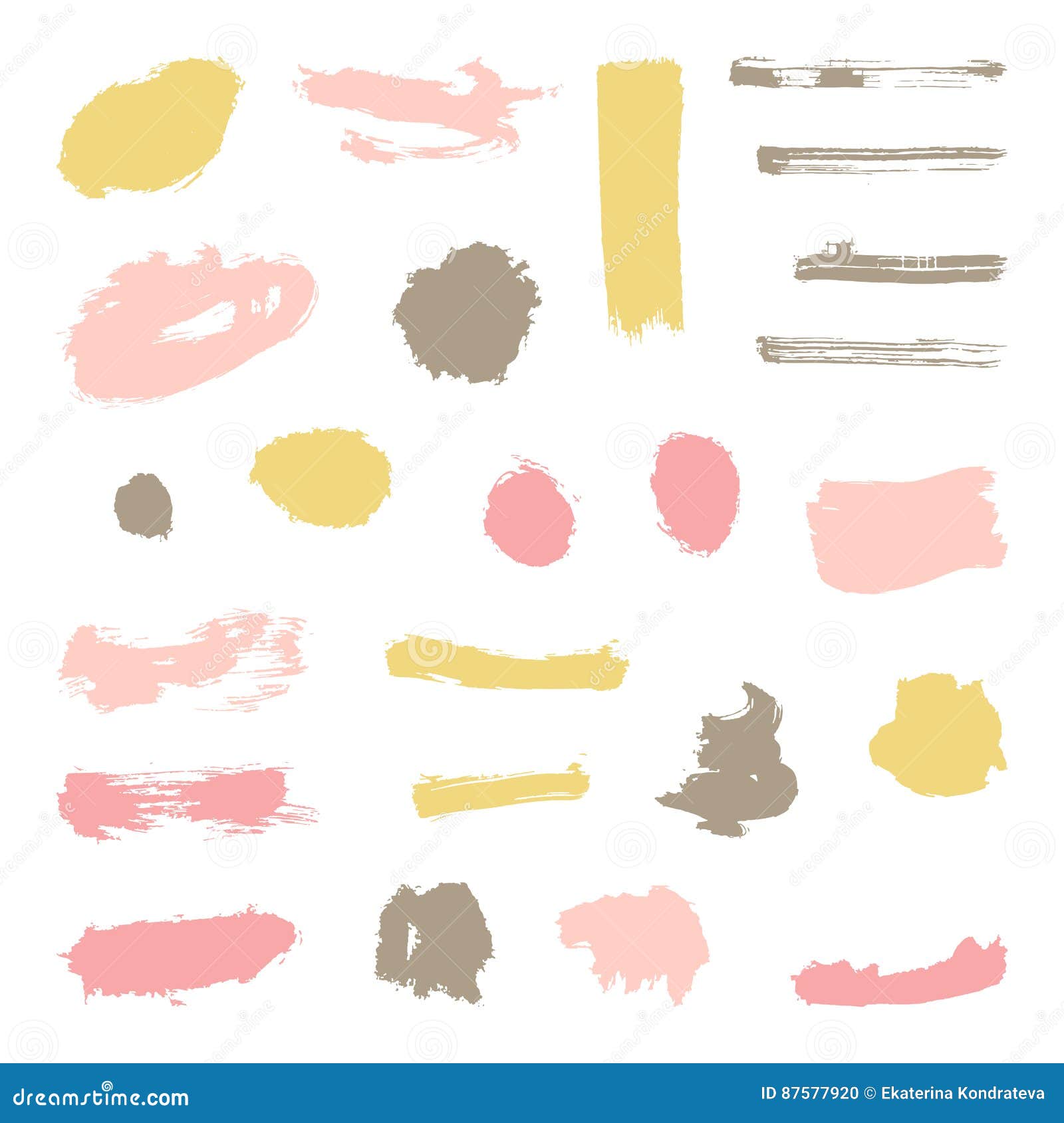 Set of Grunge Paint Objects. Stock Vector - Illustration of drawn ...