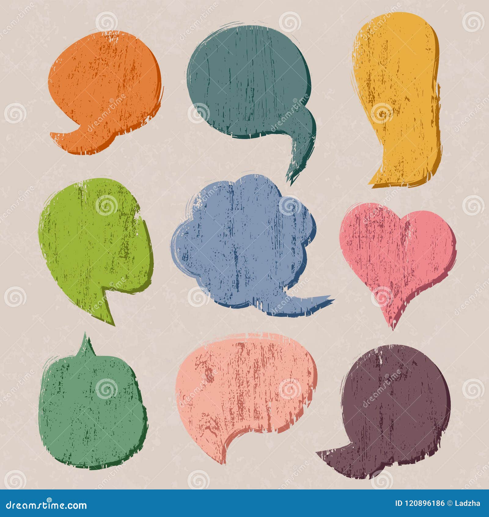 Set of Grunge Retro Speech Bubbles Stock Vector - Illustration of ...