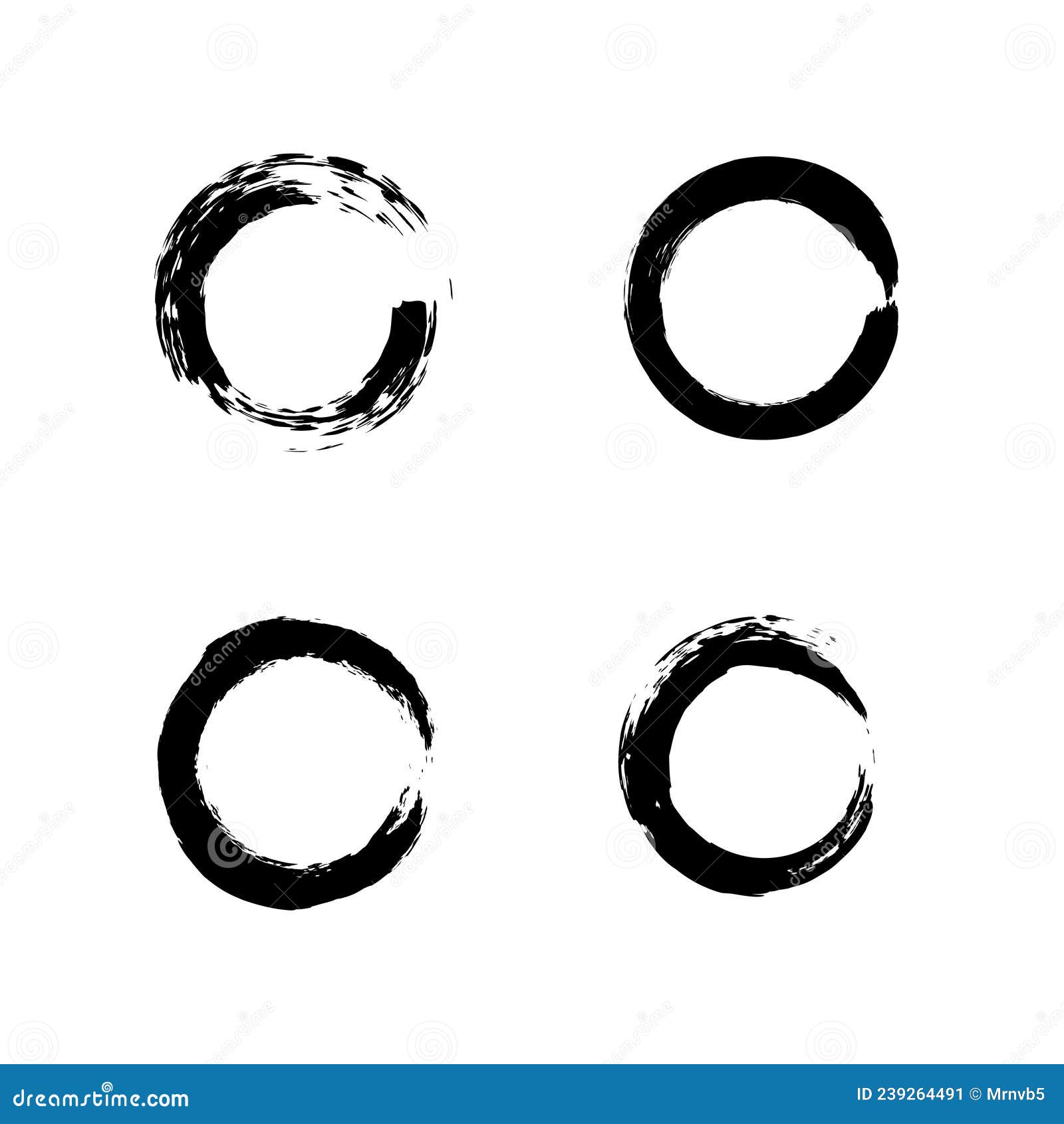 Set of Grunge Round Frames. Trendy Design with Brush Strokes. Isolated ...