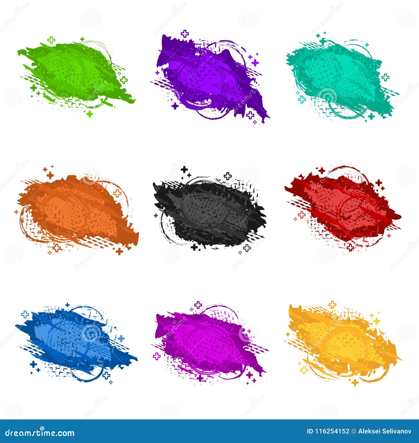 Set Grunge Splash Banner. Vector Splatter Labels with Space for Text ...