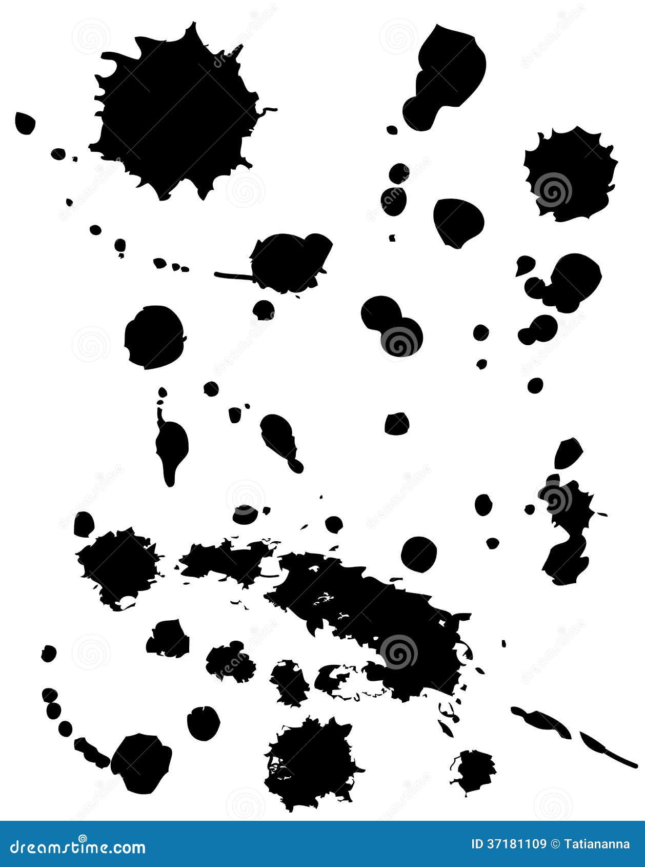 Set of Grunge Splash Ink Vector Stock Vector - Illustration of ...