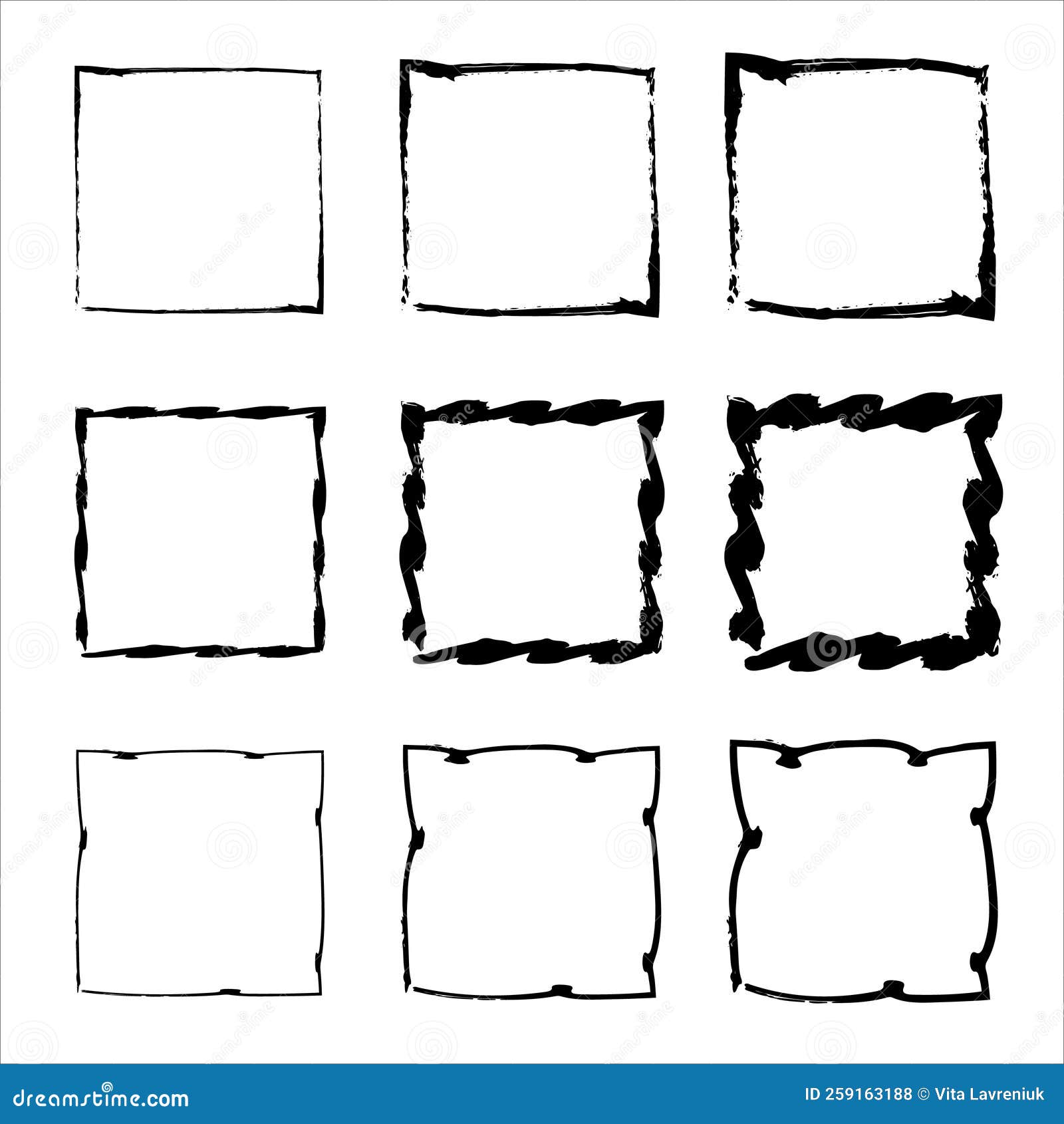 Set of Grunge Square. Borders Set. Vector Borders Grunge Template Set ...