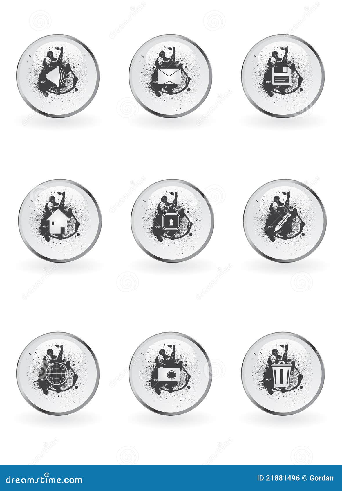 Set of Grunge Style Glossy Web Buttons Stock Vector - Illustration of ...
