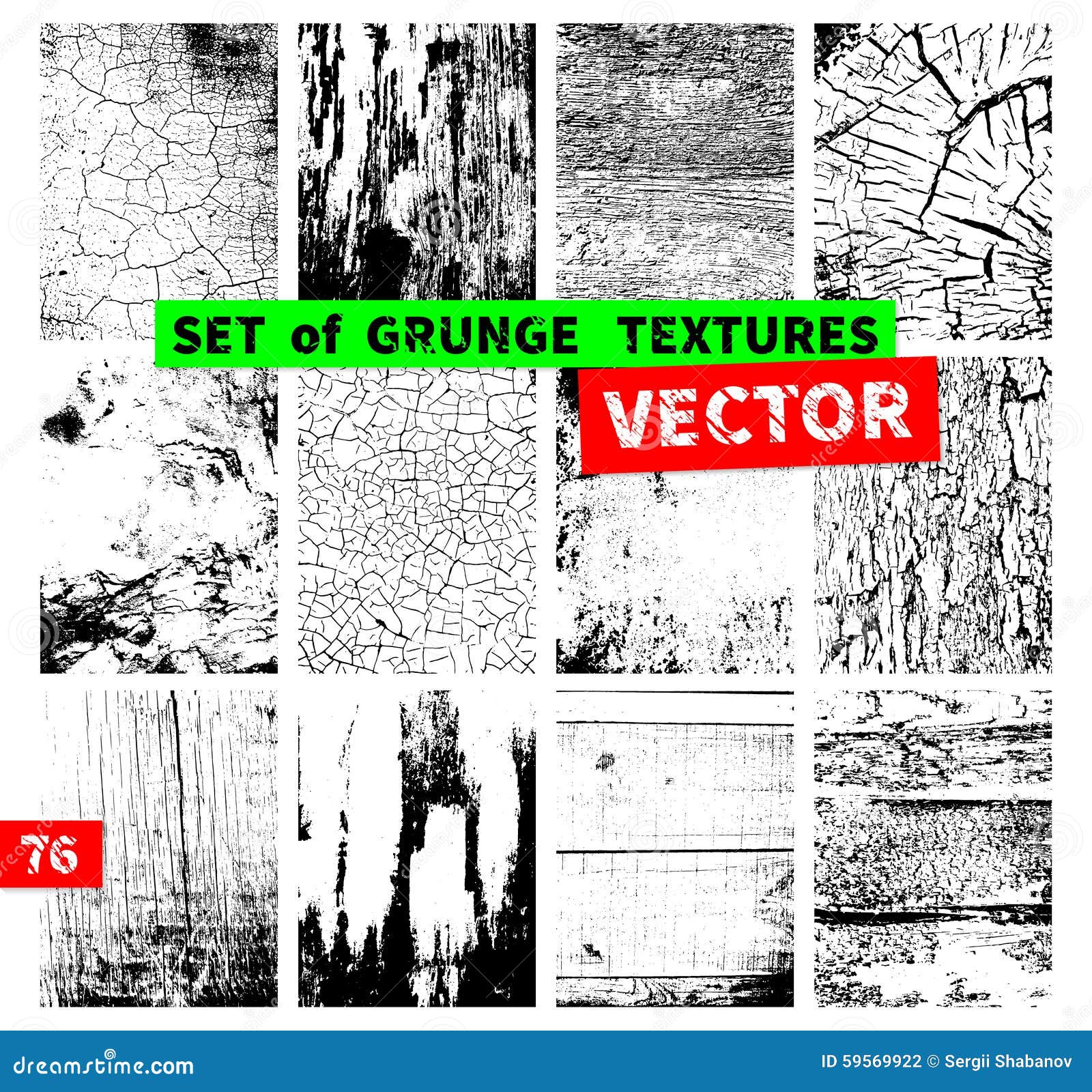 Set of grunge textures stock vector. Illustration of collection - 59569922