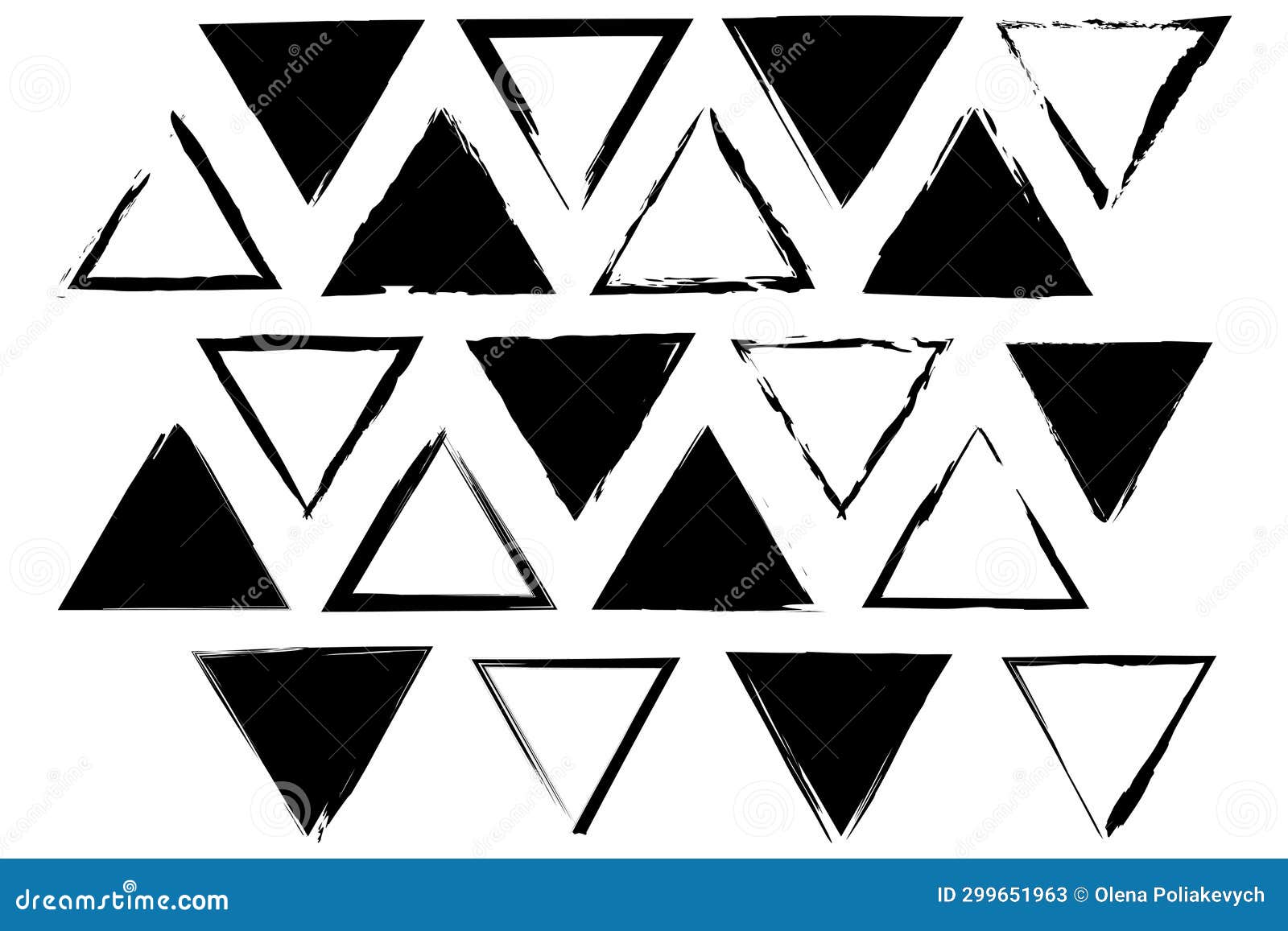 Set of Grunge Triangle Brush Texture Stamp. Vector Illustration. EPS 10 ...