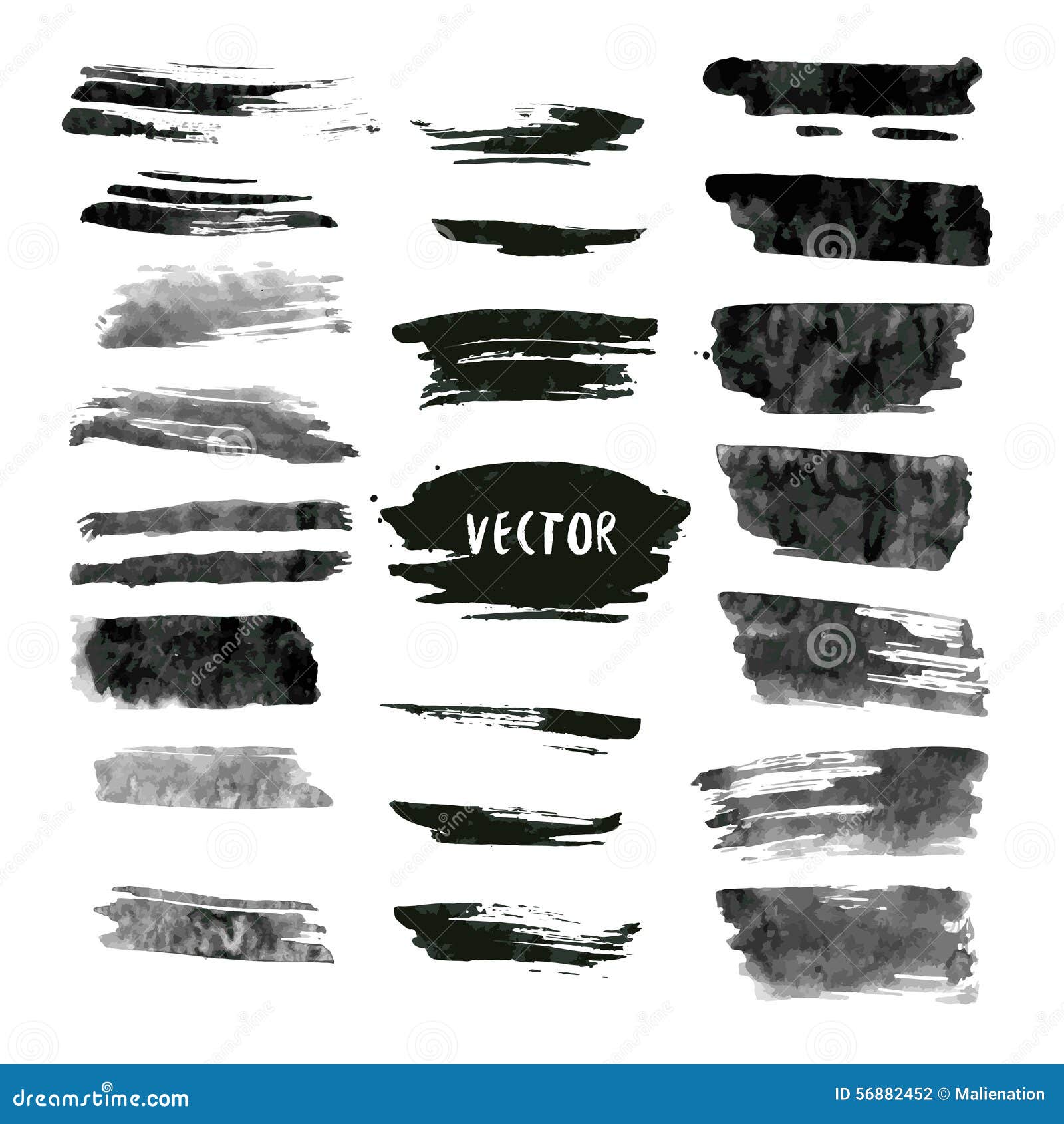 Set Of Grunge Vector And Ink Strokes. Abstract Design Elements ...