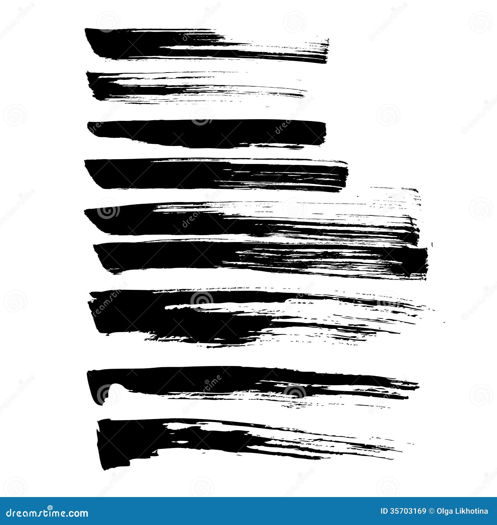 Set of Grunge Vector and Ink Strokes Stock Vector - Illustration of ...