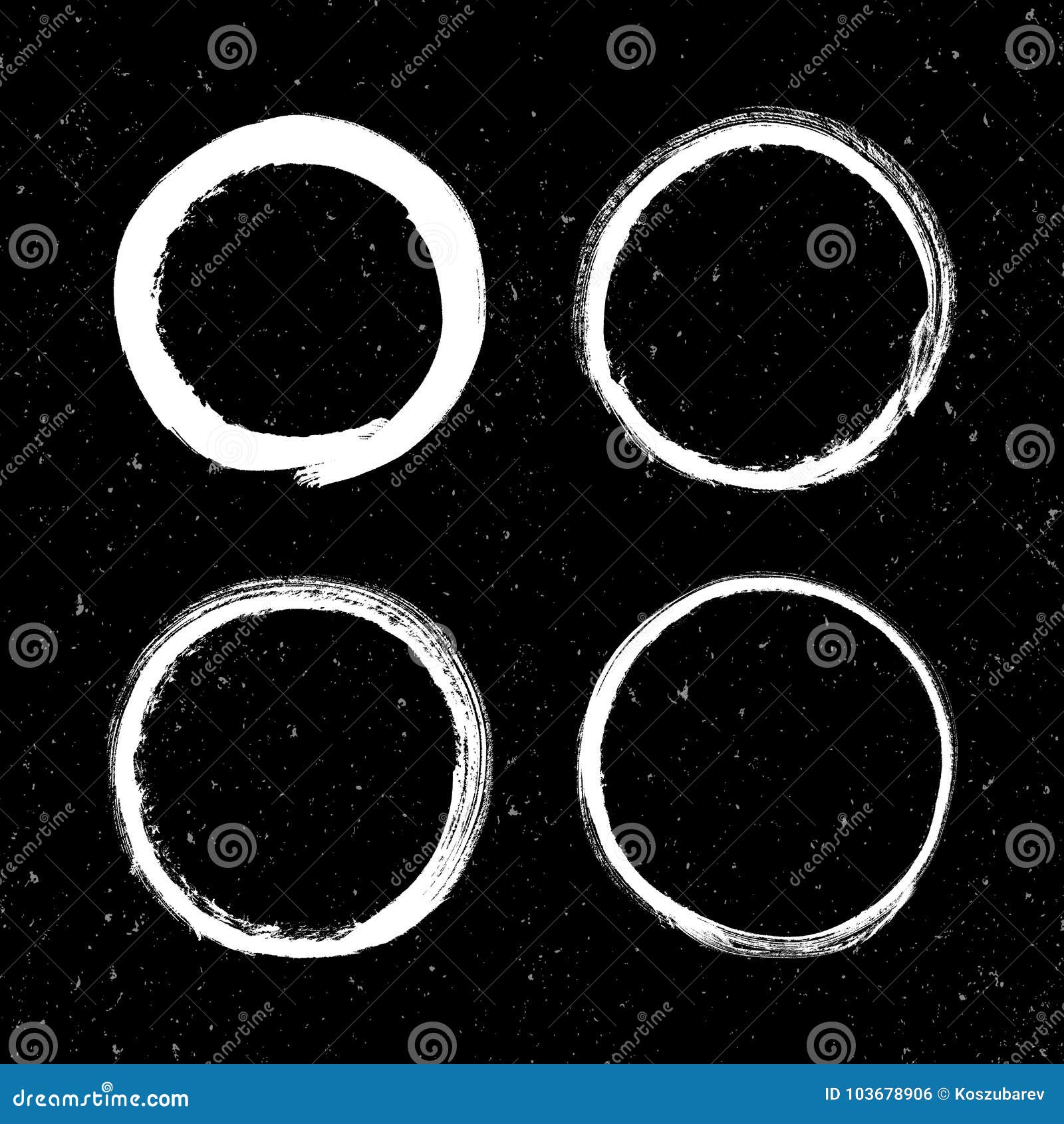 Set of Grunge White Circle Brush Strokes Stock Vector - Illustration of ...