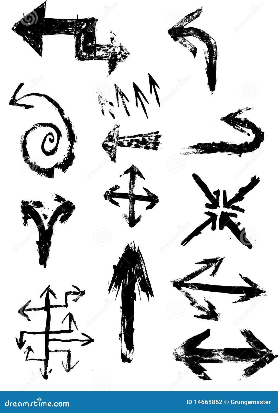 Set of grungy arrows stock illustration. Illustration of vintage - 14668862