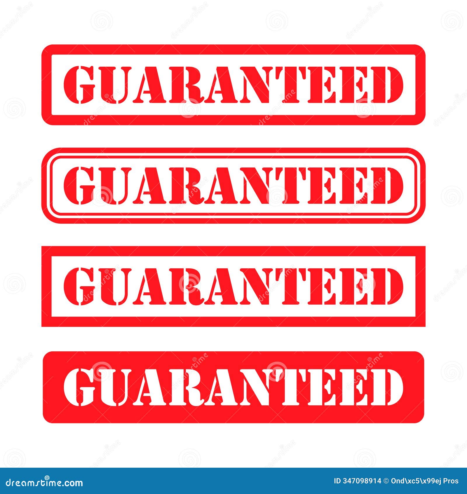 Set of Guaranteed Stamp Symbol, Label Sticker Sign Button, Text Banner ...