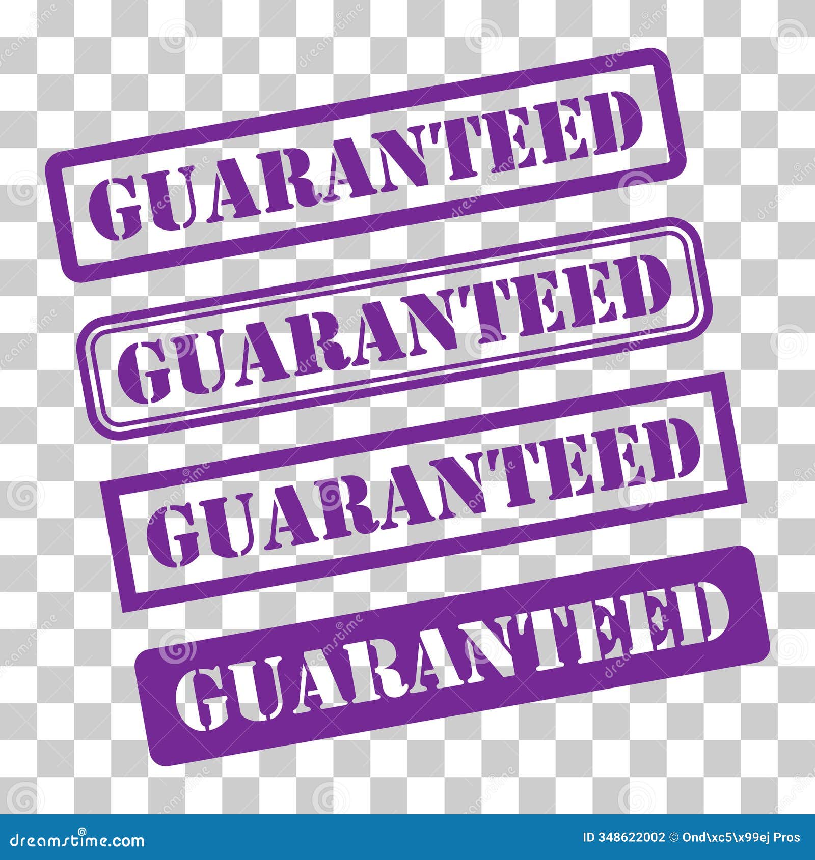 Set of Guaranteed Stamp Symbol, Label Sticker Sign Button, Text Banner ...