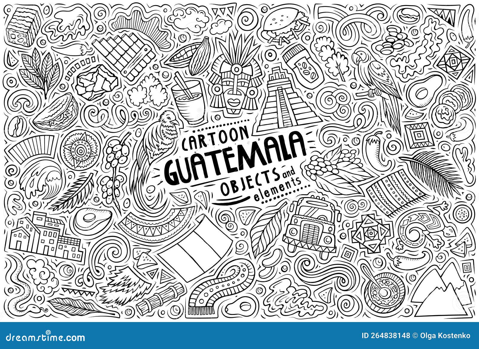 Set of Guatemala Traditional Symbols and Objects Stock Illustration ...