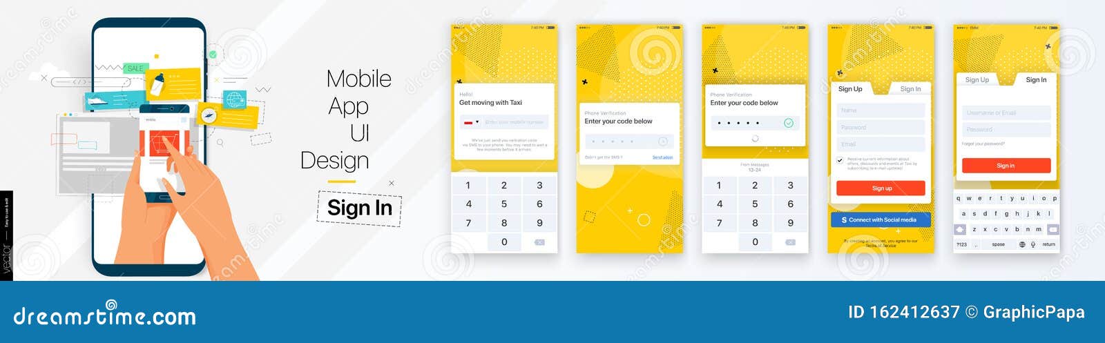 Set of GUI Screens with Login and Password Input, Sign in and Sign Up ...