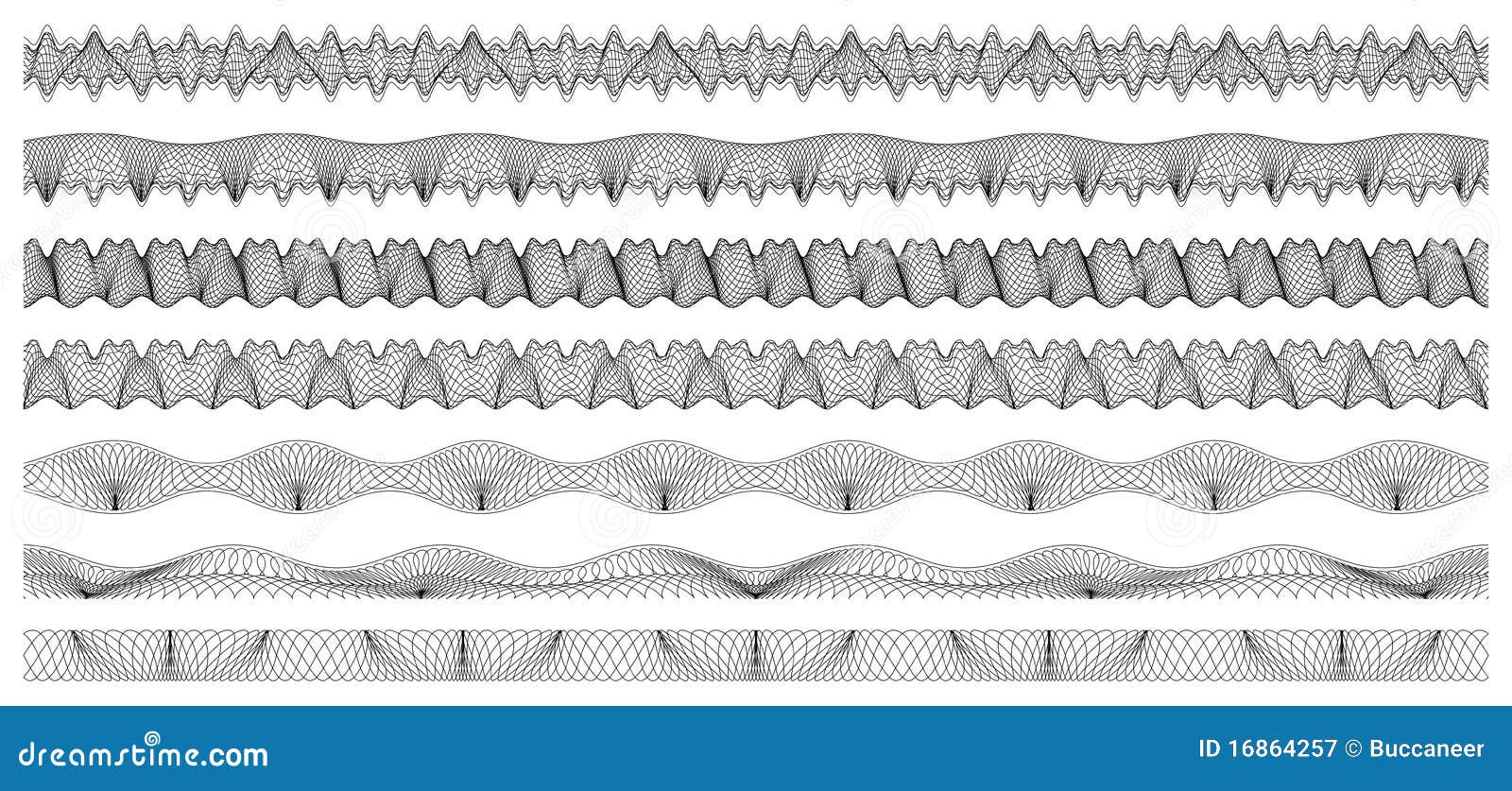 Set of guilloche borders stock vector. Illustration of guilloche - 16864257