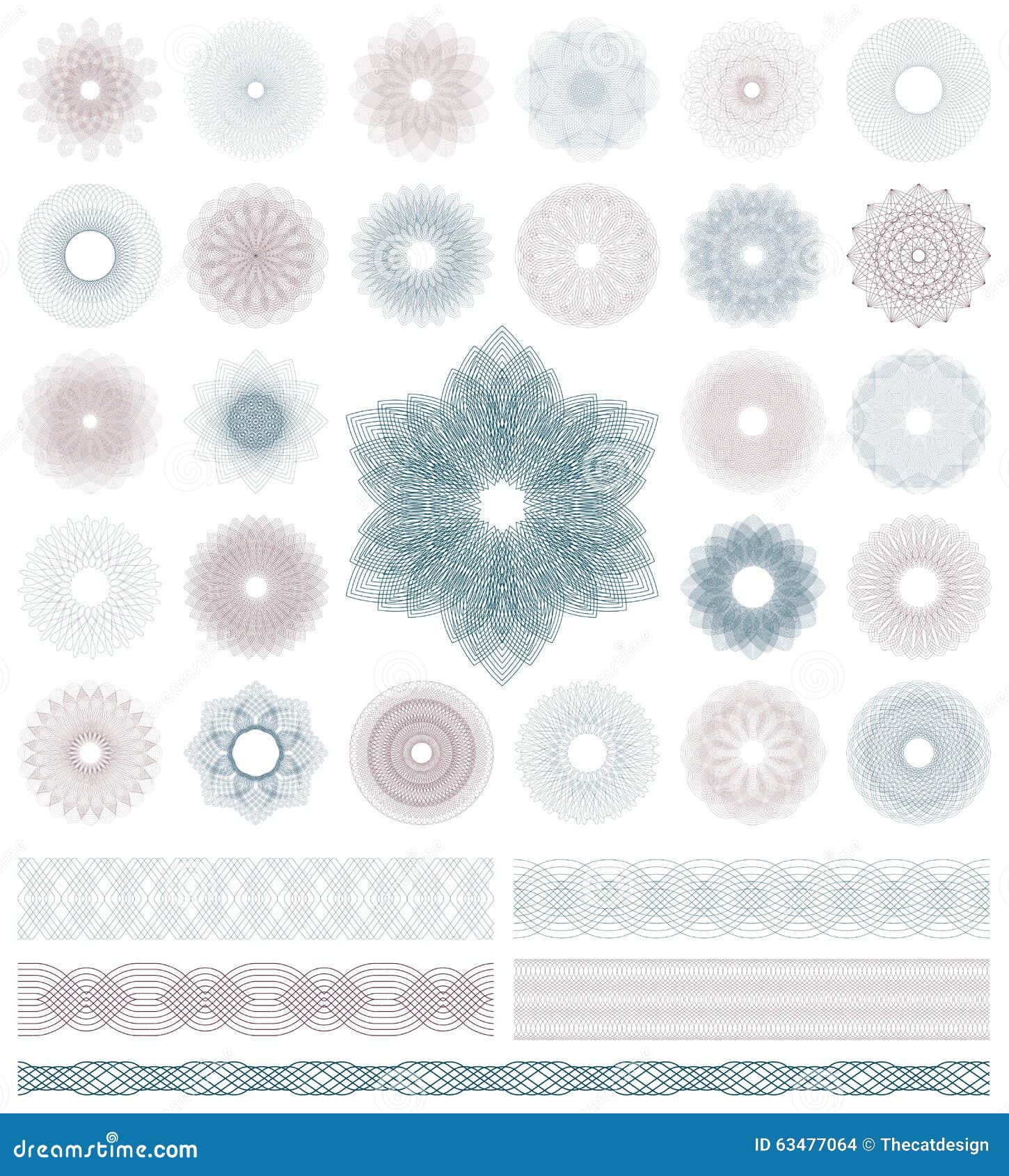 Set of Guilloche Decorative Elements. Stock Vector - Illustration of ...