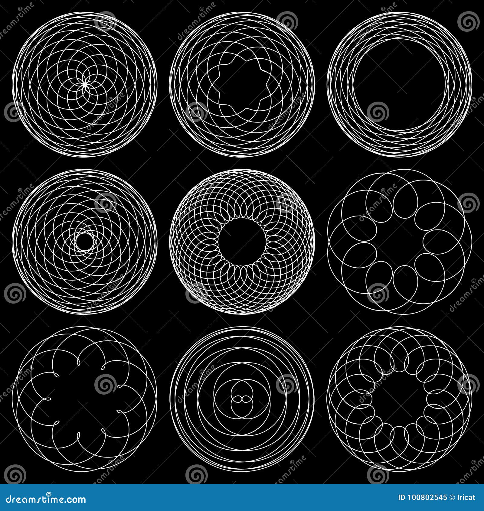 Set of Guilloche Design Elements. Spirographic Pattern for Watermarks ...