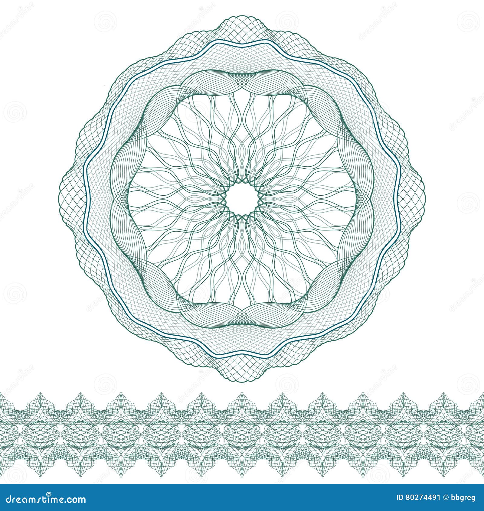 Set: Guilloche Pattern Rosette and Border for Certificate or Diploma ...