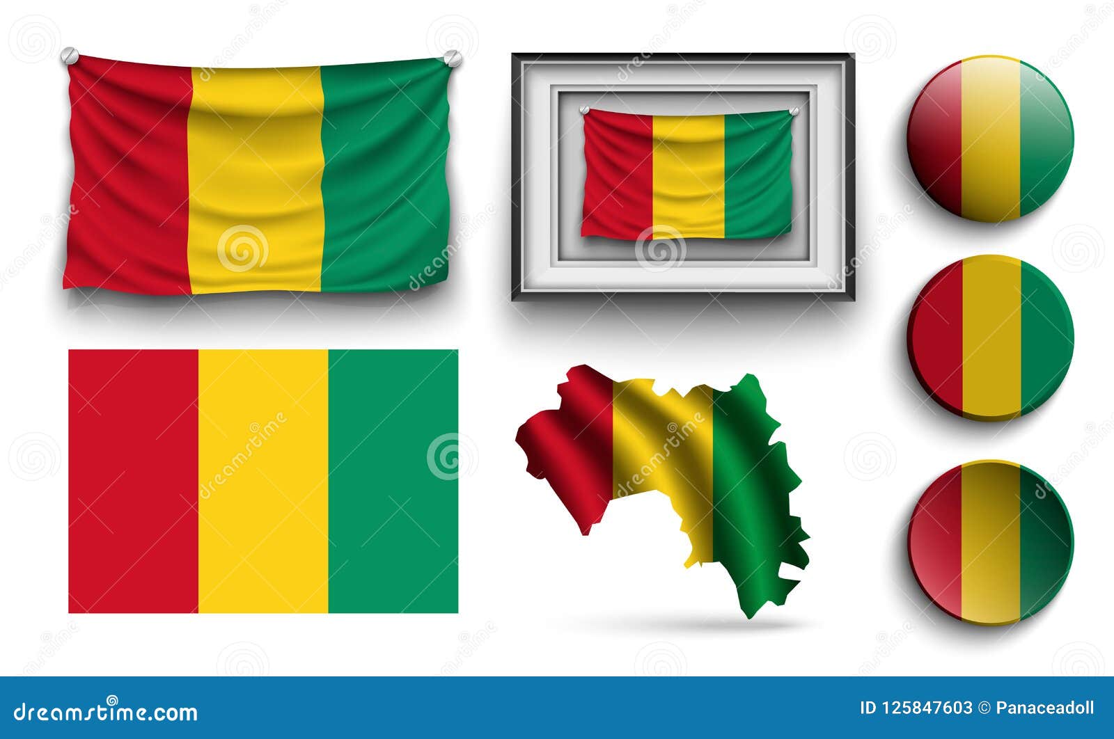 Set of Guinea Flags Collection Isolated Stock Illustration ...