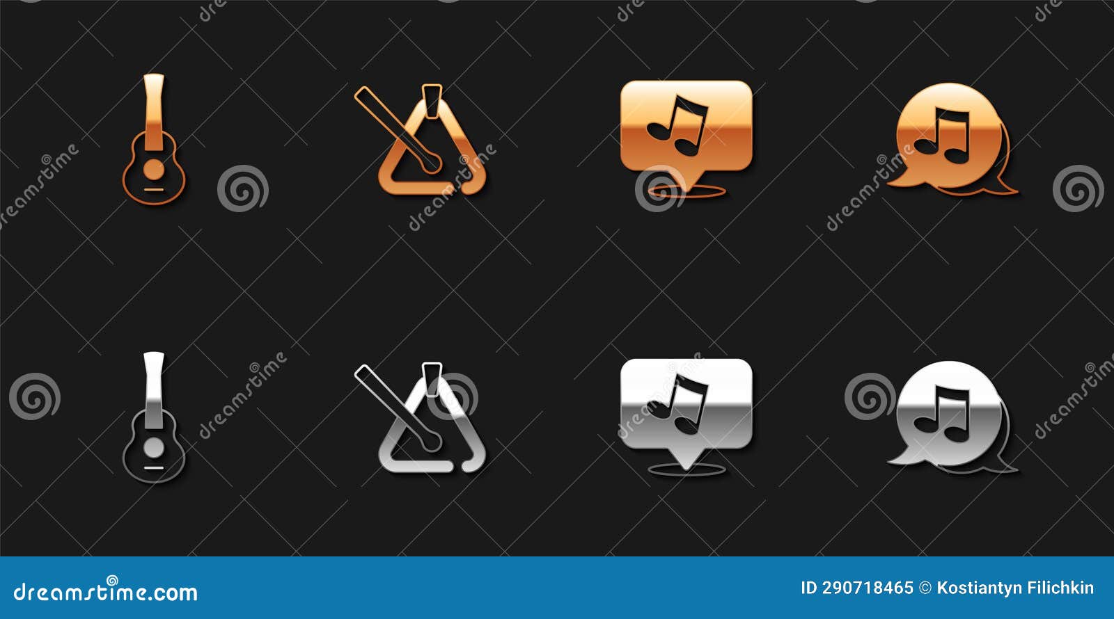 Set Guitar, Triangle Musical Instrument, Music Note, Tone and Icon ...