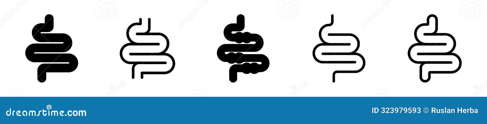 Set of Guts Vector Icons. Linear Intestines or Bowel Stock Illustration ...
