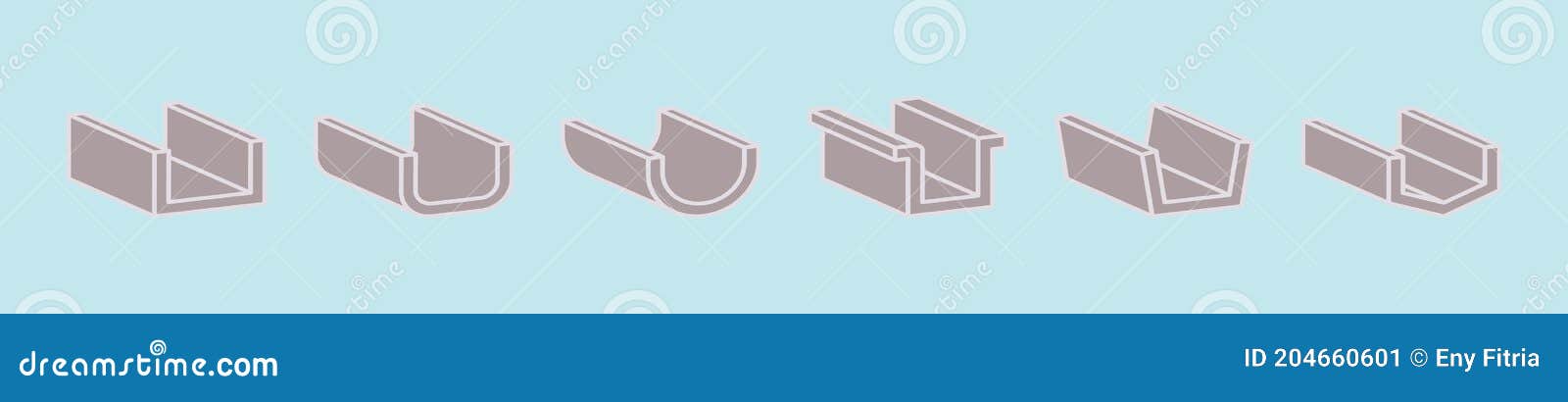 Set of Gutter Cartoon Icon Design Template with Various Models. Vector ...