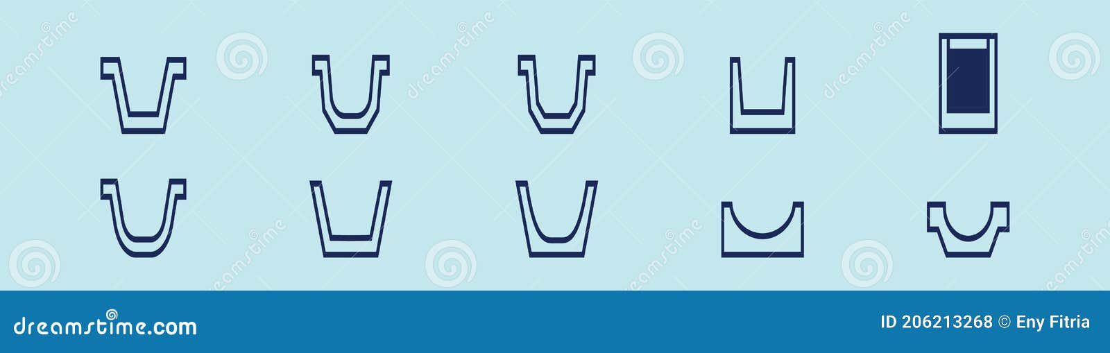 Set of Gutter Cartoon Icon Design Template with Various Models. Vector ...