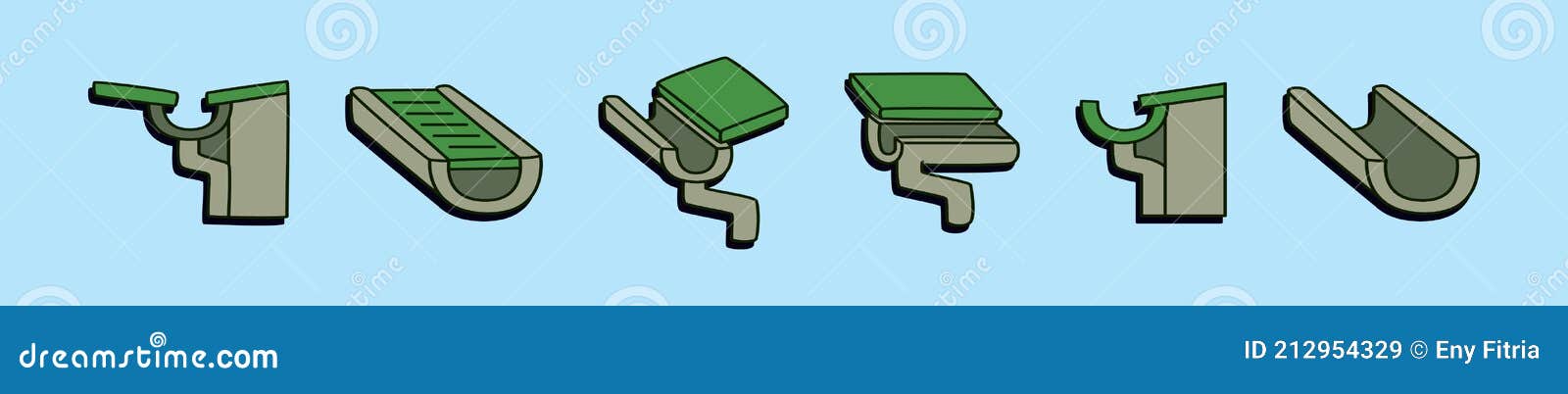 Set of Gutter Cartoon Icon Design Template with Various Models. Vector ...