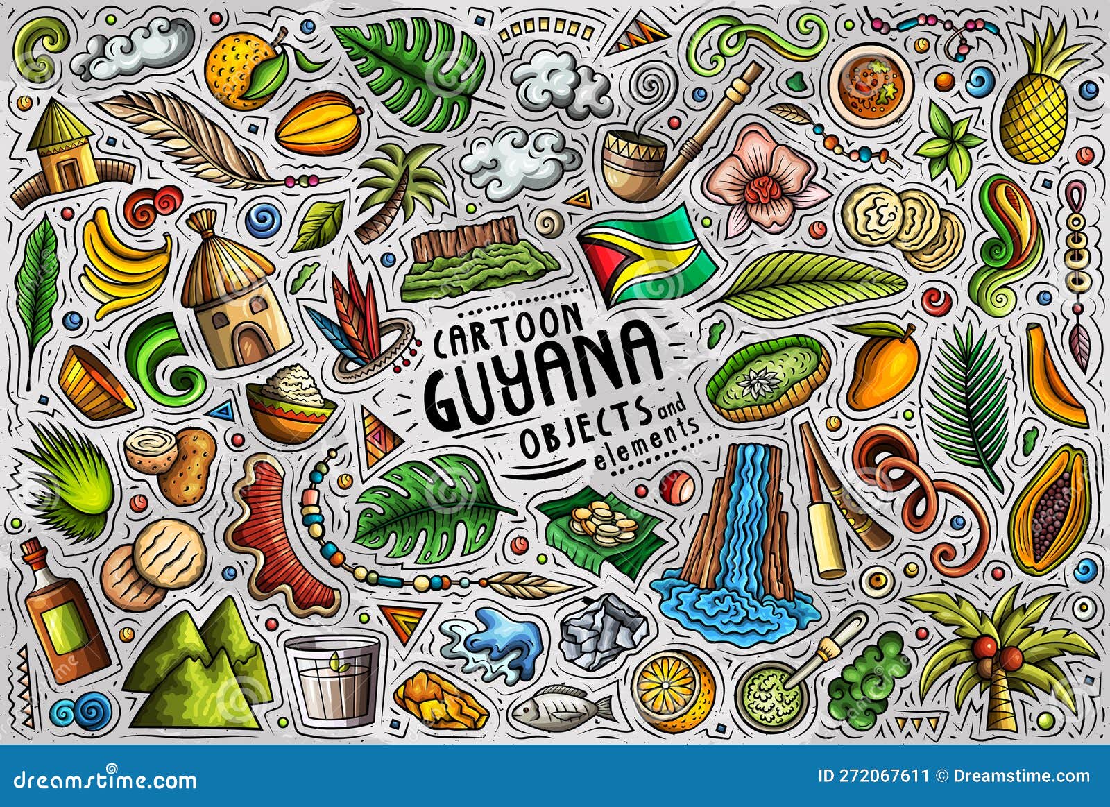 Set of Guyana Traditional Symbols and Objects Stock Vector ...