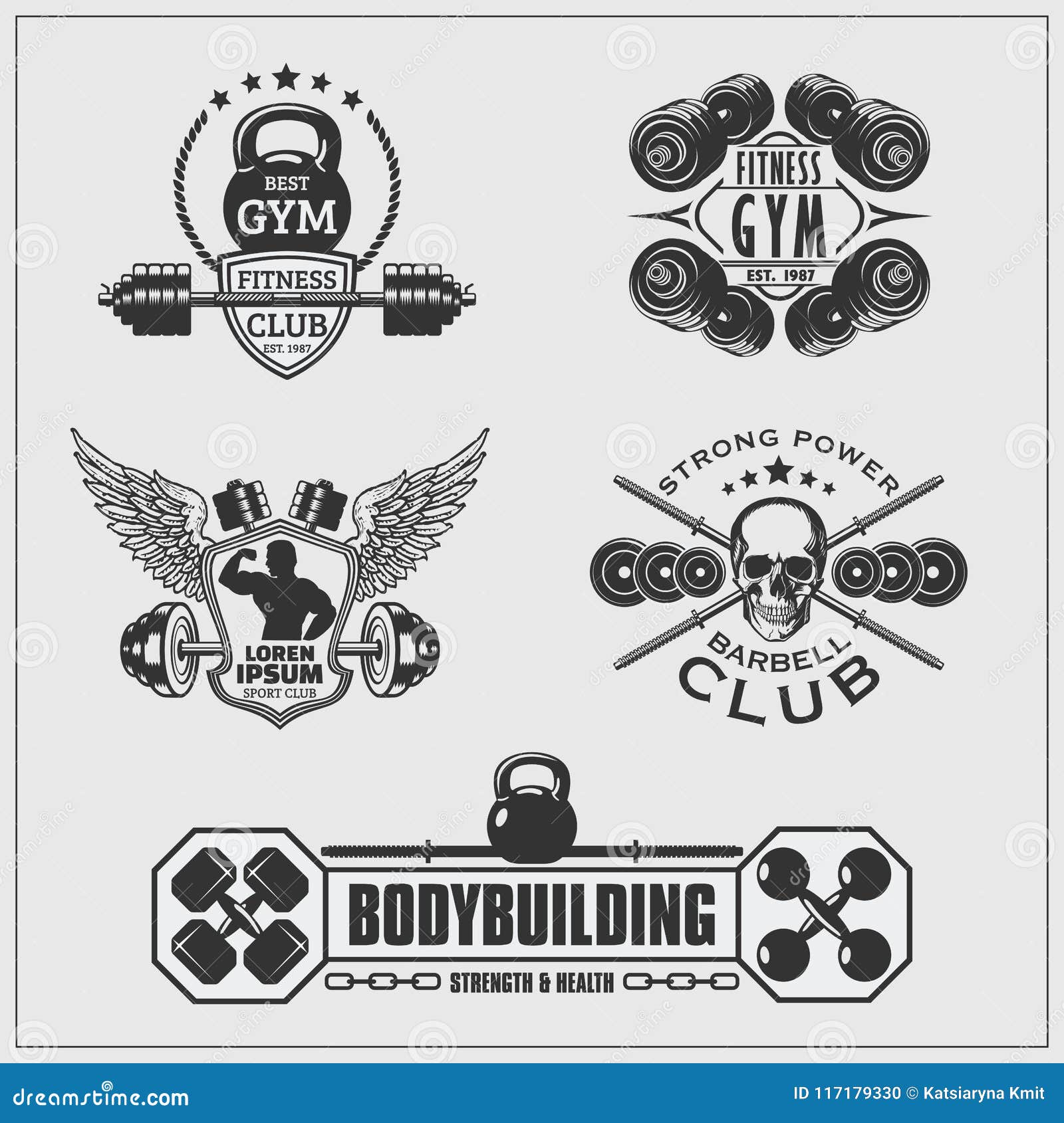Set of Gym Emblems, Labels, Badges and Logos. Stock Vector ...